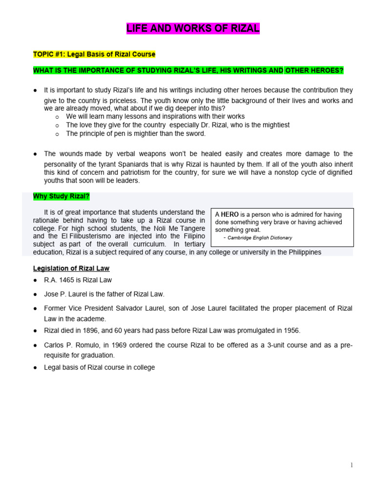 EDU 360 Life and Works of Rizal and Philippine History | PDF