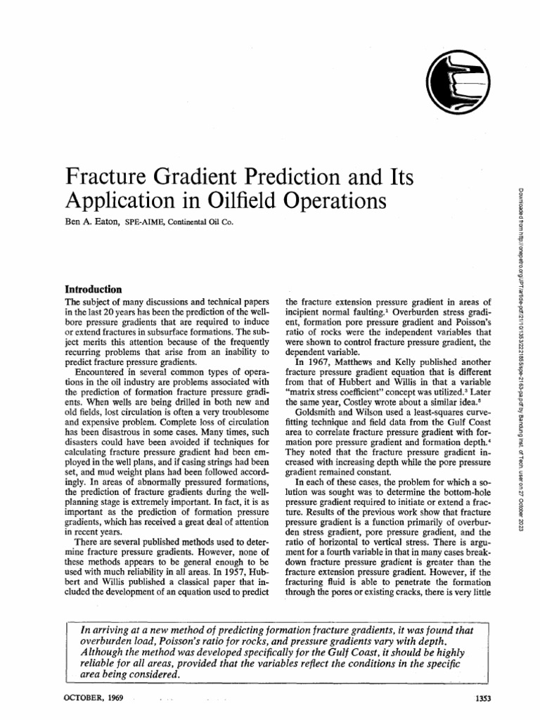 Spe-2163-Pa (Fracture Gradient Prediction and Its Application in Oilfi Eld Operations) | PDF ...