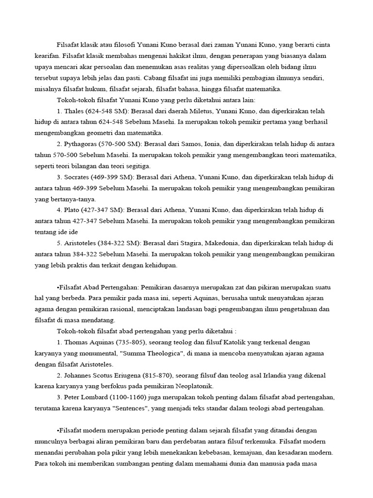 Filsafat Klasik Atau Filosofi Yunani Kuno Berasal Dari Zaman Yunani ...