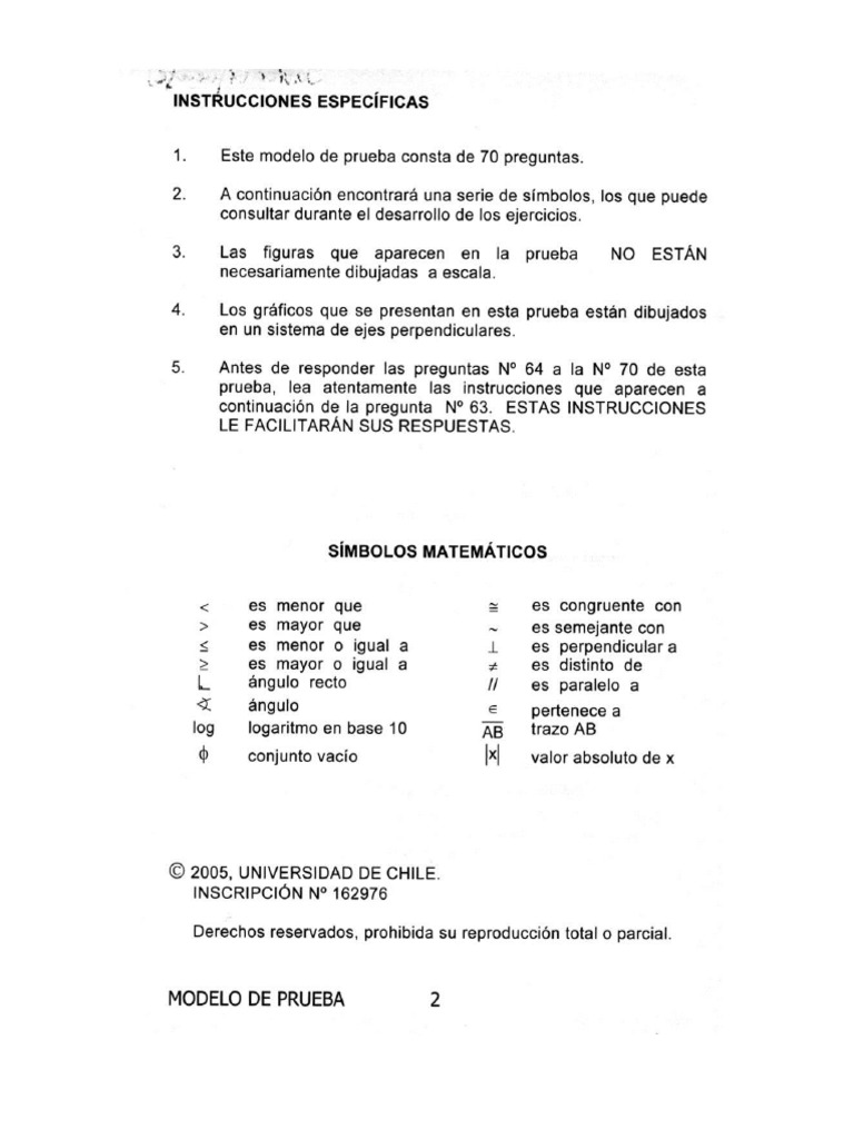 Modelo Mat Admision 2010 - Formato Demre | PDF