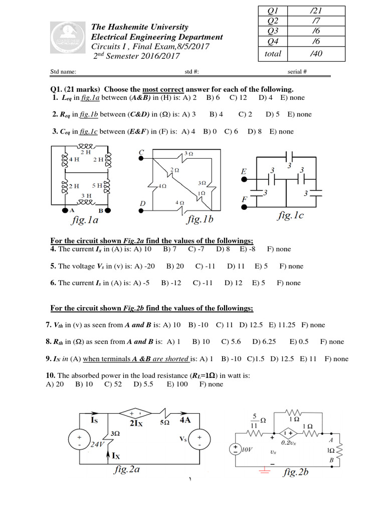 cct1 Fin - 2ndsem 2016-17no - Sol | PDF | Electronics | Computer Engineering