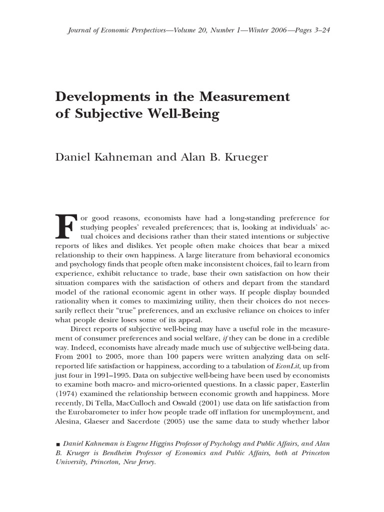Measuring Subjective Well-Being | PDF | Job Satisfaction | Happiness