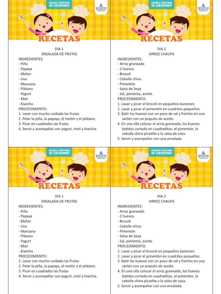 Plantilla Recetas A4 Imprimir.. | PDF | ensalada | Alimentos