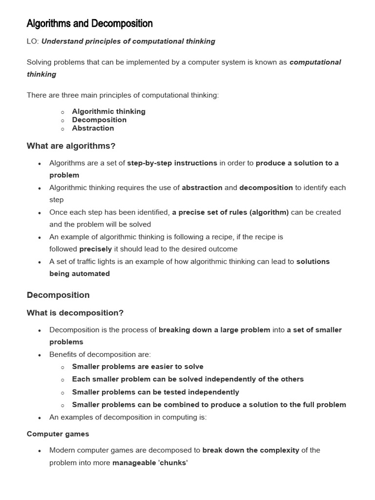 Algorithms and Decomposition | PDF | Algorithms | Thought
