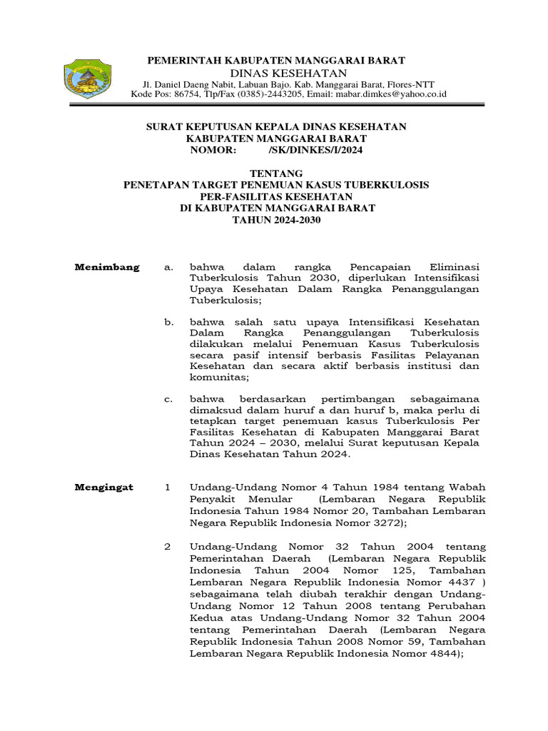 SK Pembagian Target 2024-2030 | PDF