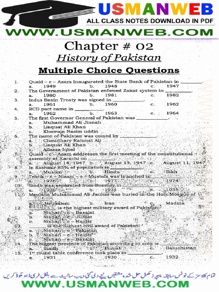 12th Pak Study CH 2 Notes EM | PDF