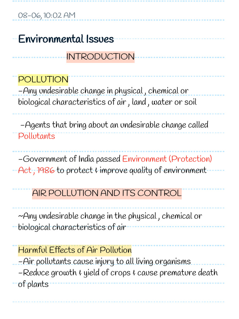 Environmental Issues Notes by Andleaf | PDF | Ozone Depletion | Exhaust Gas