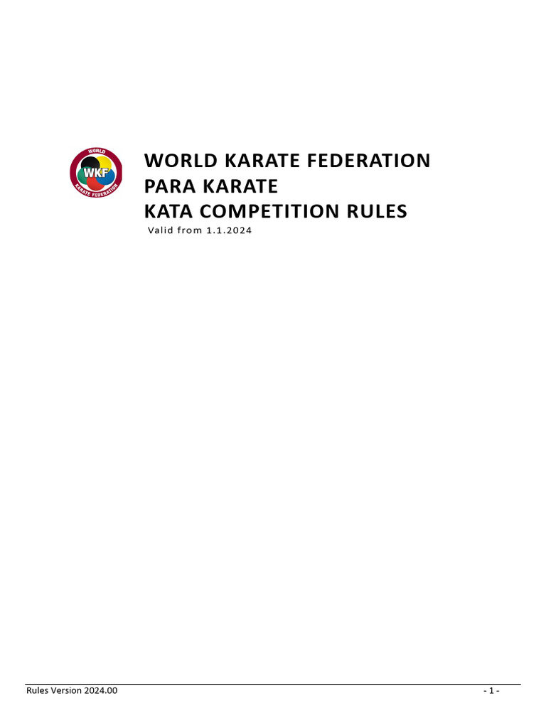 WKF para Karate Competition Rules | PDF | Wheelchair | Paralympic Games
