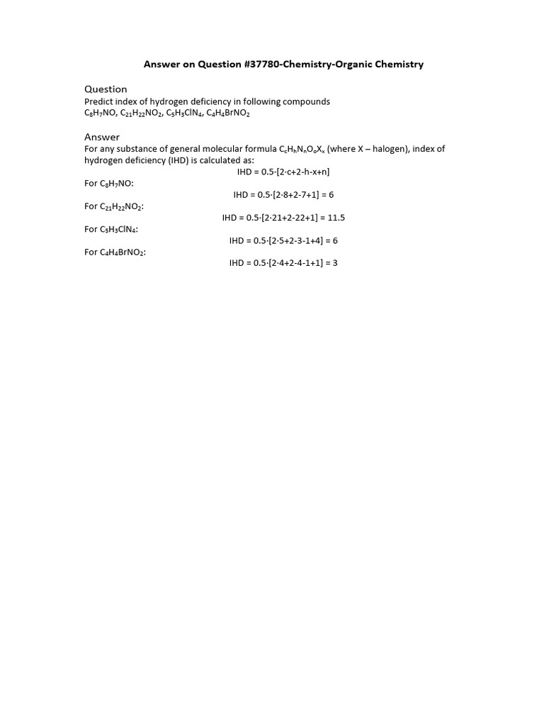 Calculate Hydrogen Deficiency Index | PDF | Science & Mathematics