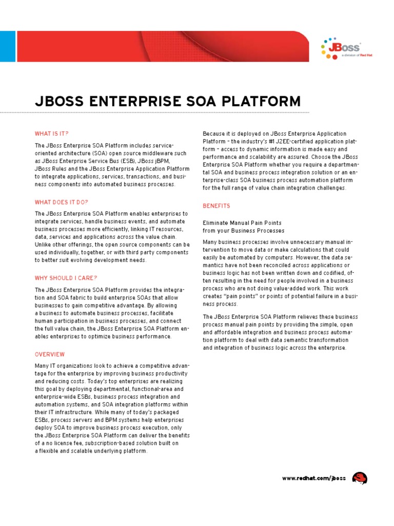 Jboss Enterprise Soa Platform: What Is It? | PDF | Service Oriented ...