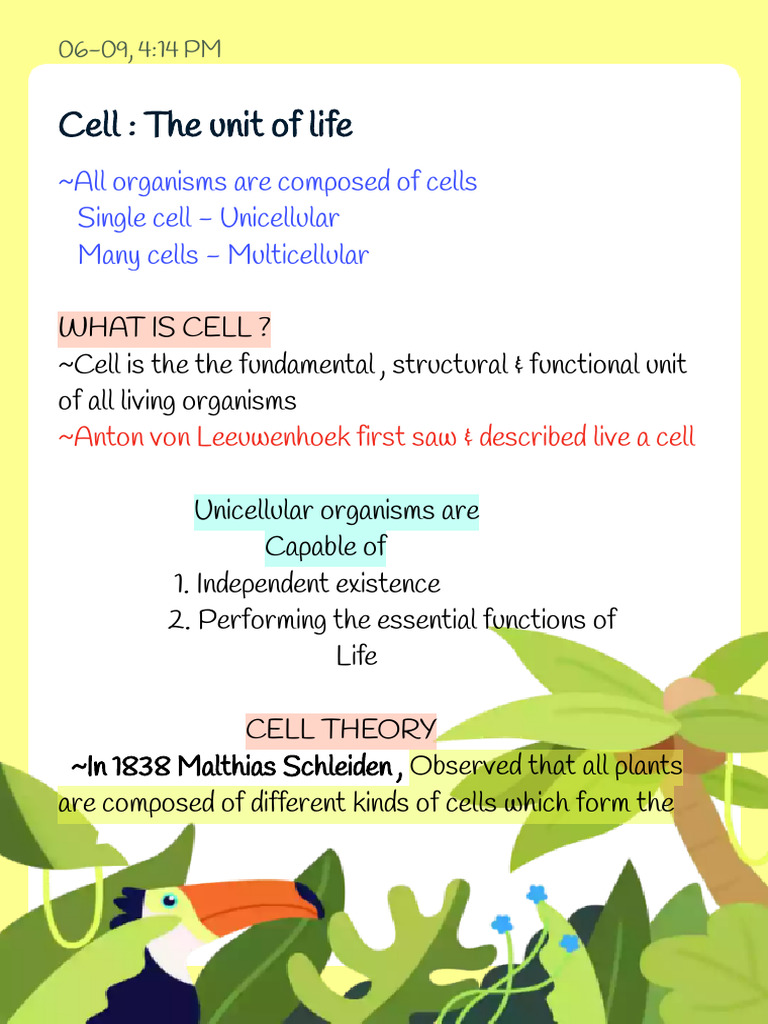 Cell The Unit of Life Notes by Andleaf | PDF | Cell (Biology ...