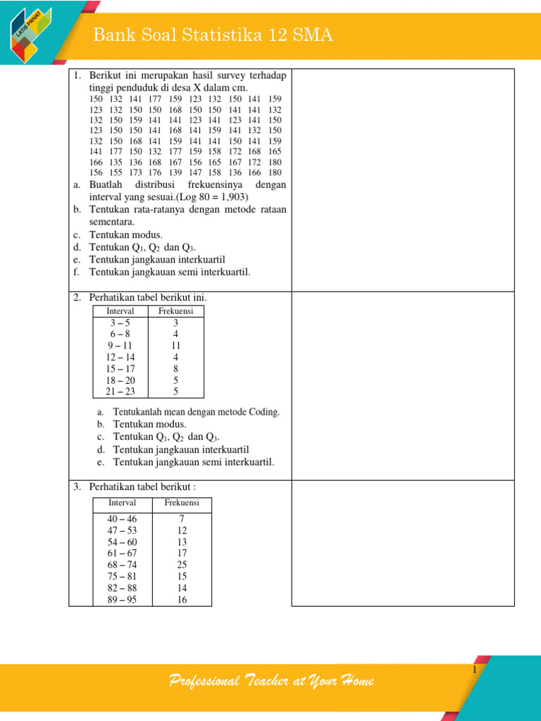 Bank Soal Statistika 12 SMA 3 | PDF