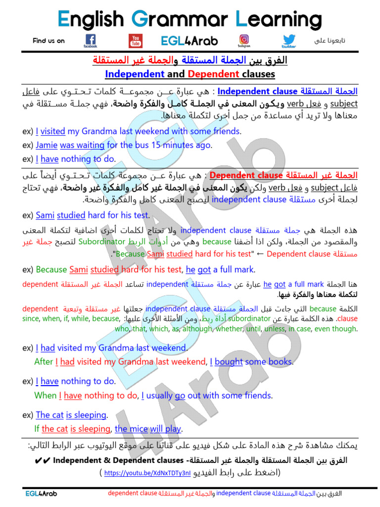Independent Dependent Clauses | PDF