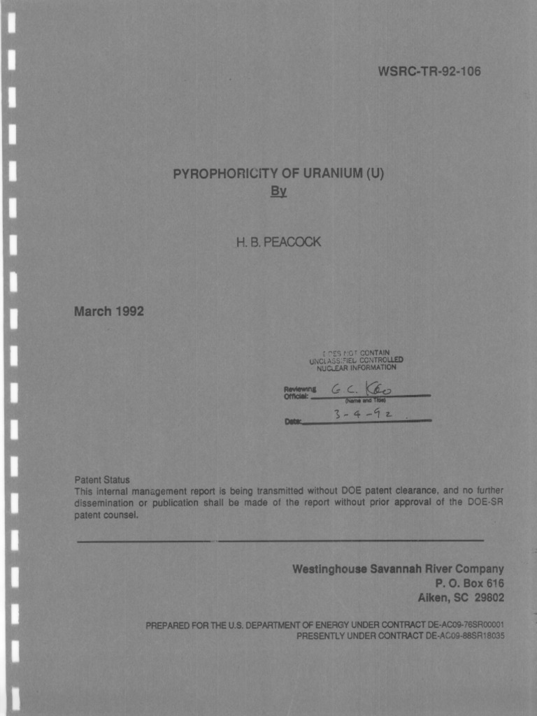 WSRC TR 92 106 | PDF