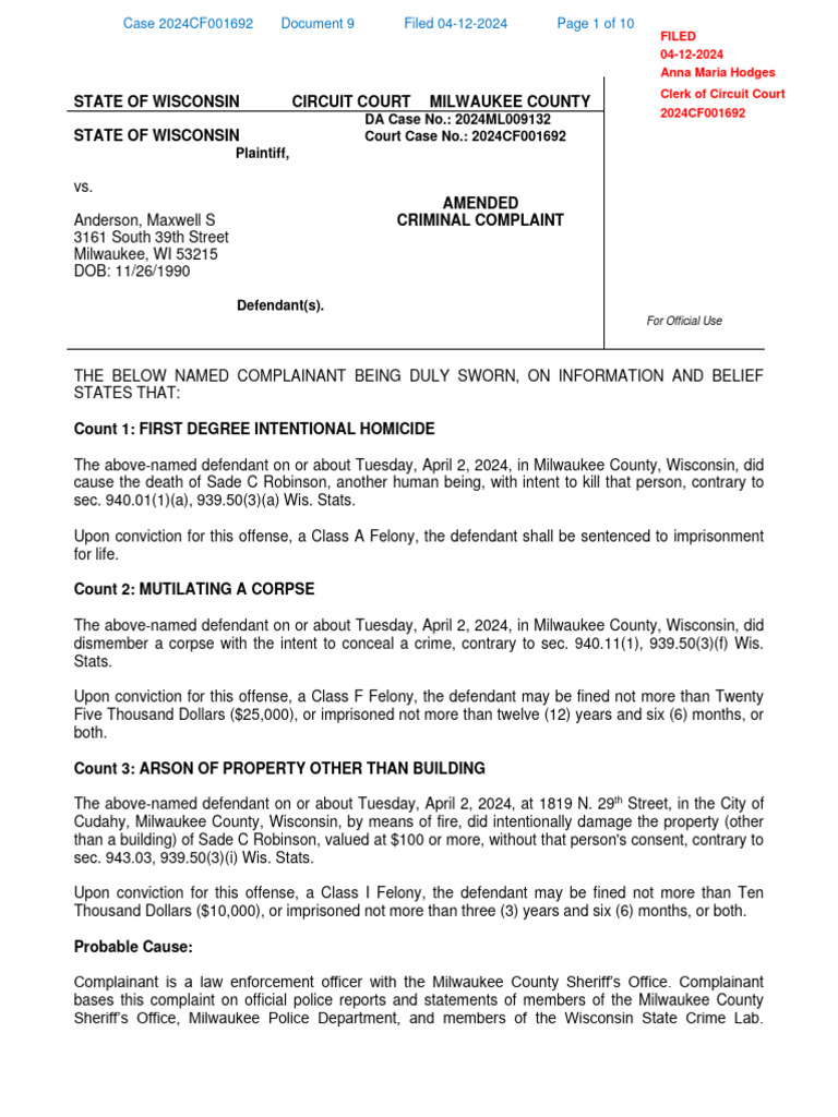 Amended Complaint 6626c5cdaf4cd | PDF | Wisconsin Circuit Courts | Complaint