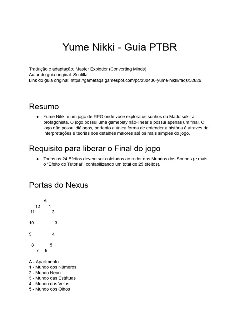 Yume Nikki Guia PTBR | PDF