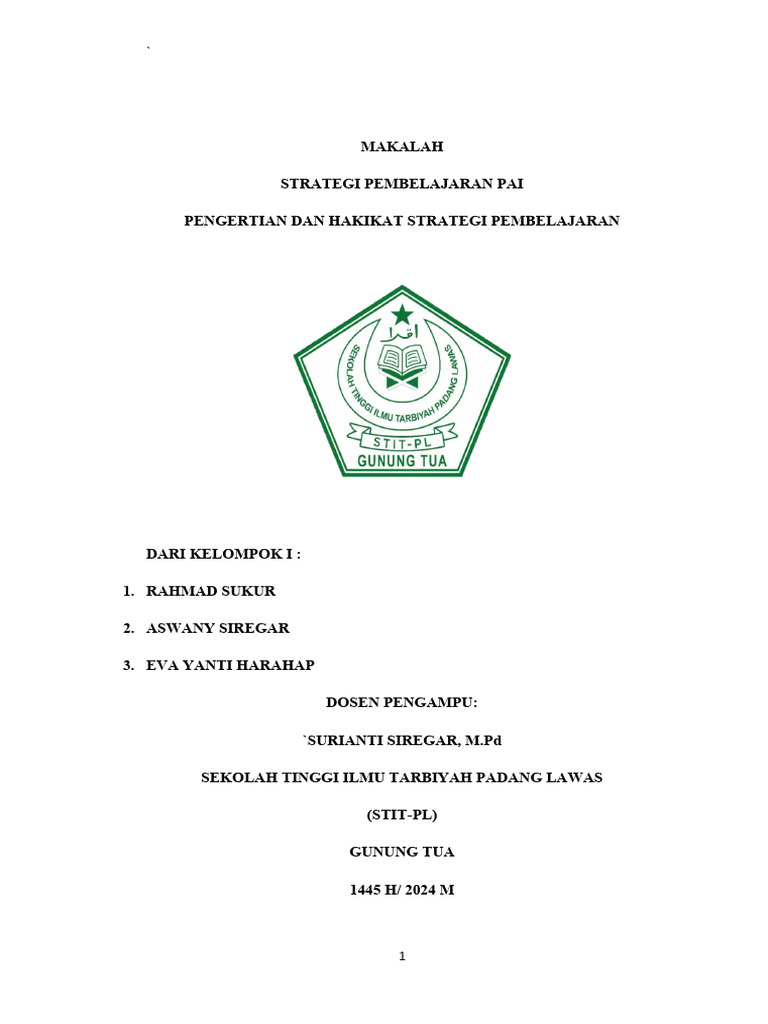 Strategi Pembelajaran Pai | PDF