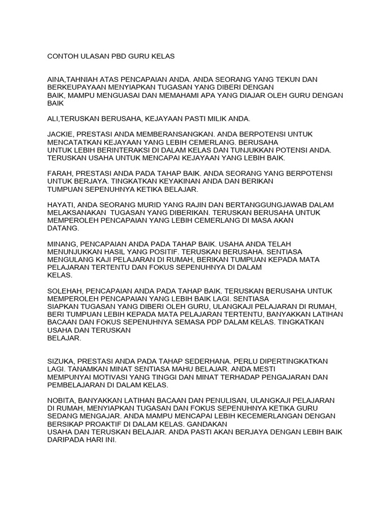 Ulasan PBD Guru: Prestasi Siswa | PDF