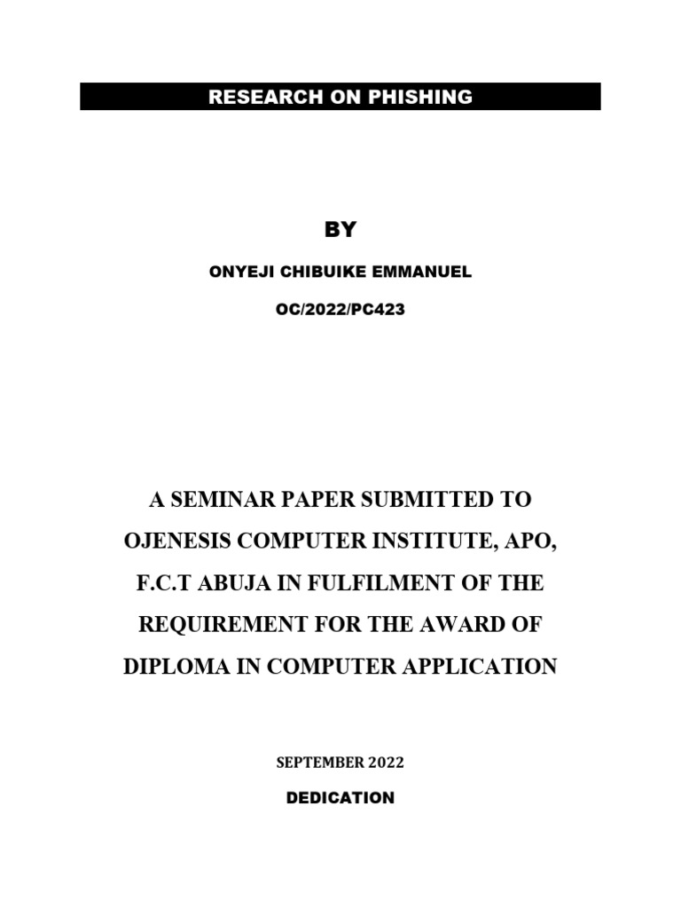 RESEARCH ON PHISHING Emmanuel Project | PDF | Phishing | Malware
