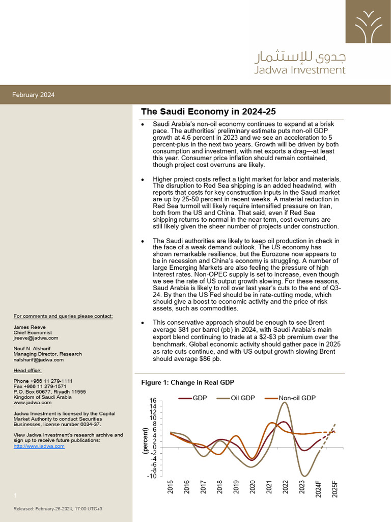 Saudi Arabia's Economic Outlook 2024-2025 | PDF | Cost Of Living | Opec