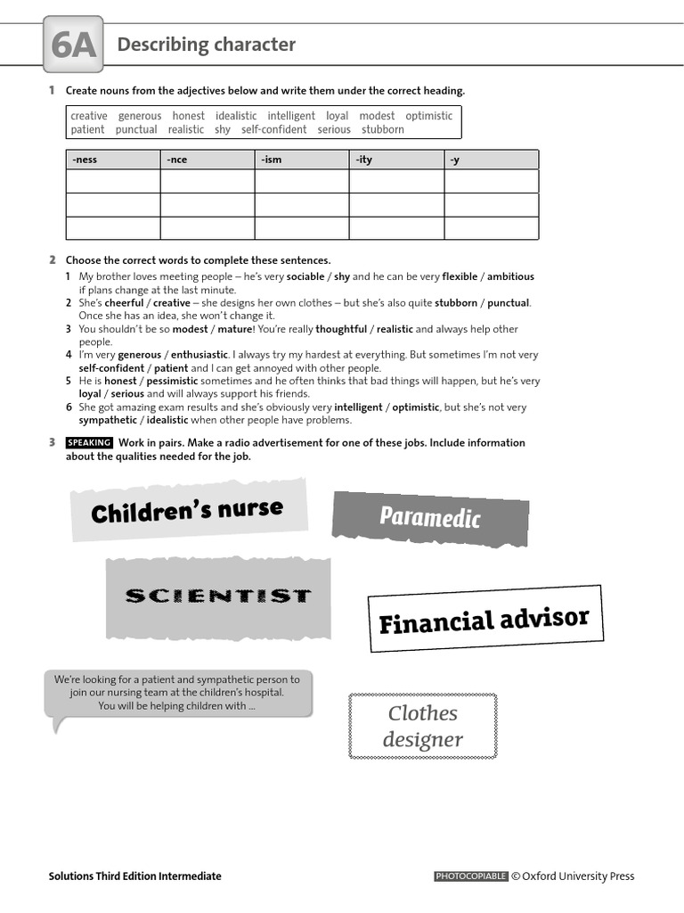 6A Describing Character | PDF