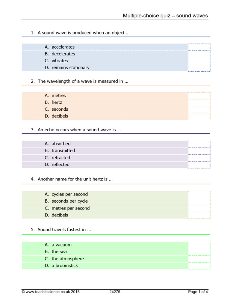 Sound Waves Quiz and Revision Guide | PDF | Sound | Waves