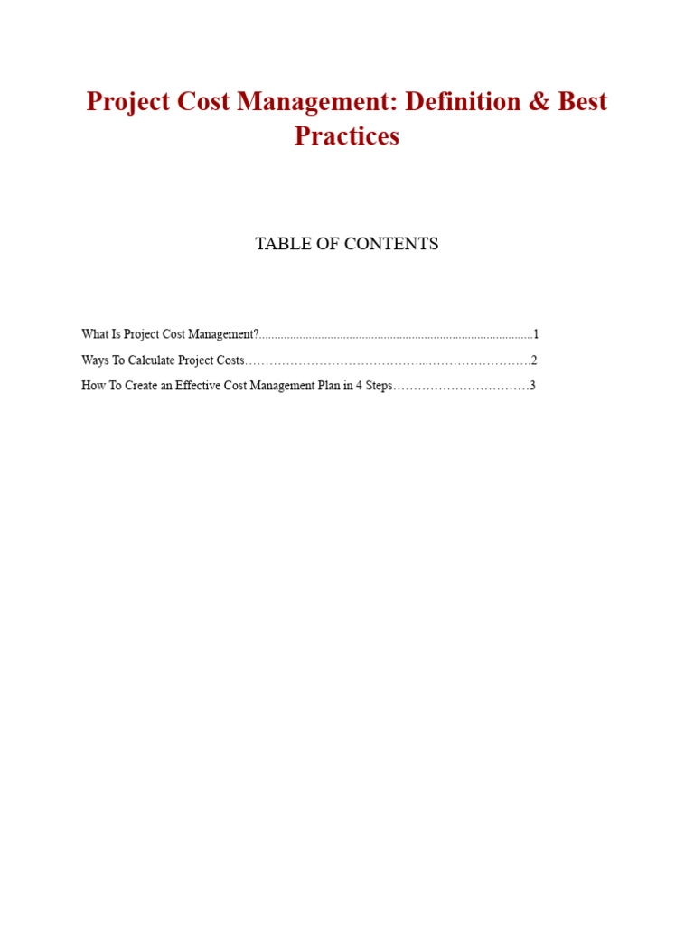 CE_ELEC02-Project-Cost-Management-and-best-practices | PDF | Project Management | Cost Accounting