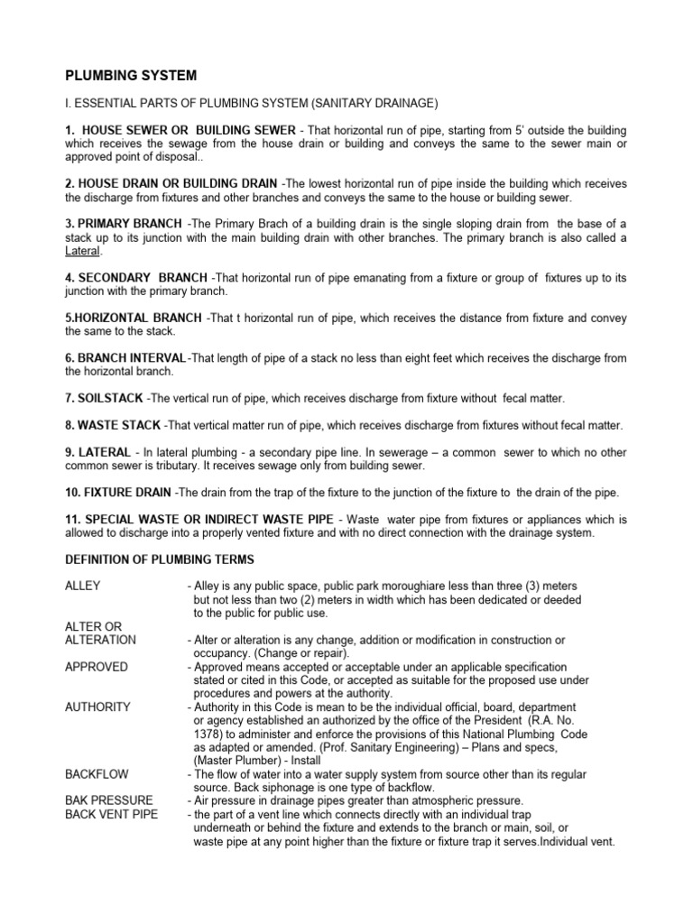 definiton of terms-plumbing system.PRINT copy | PDF | Plumbing ...