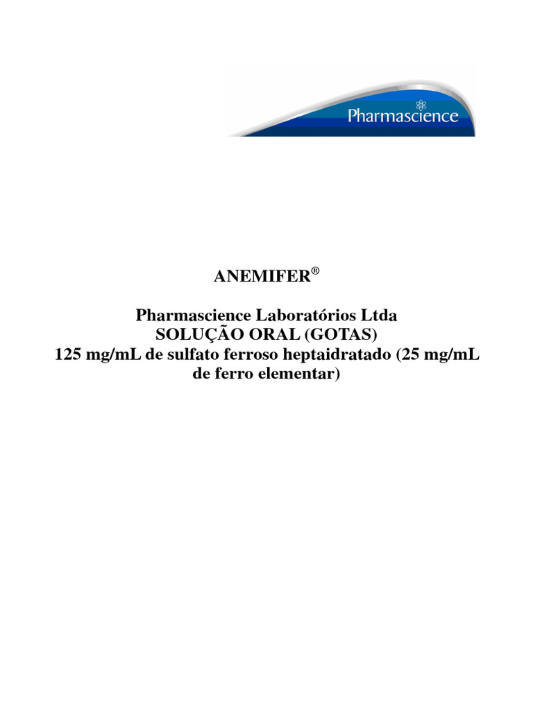 Anemifer Pharmascience Laboratórios Ltda Solução Oral (Gotas) 125 MG/ML ...