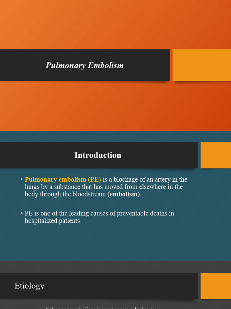 Pulmonary Embolism | Download Free PDF | Embolism | Myocardial Infarction