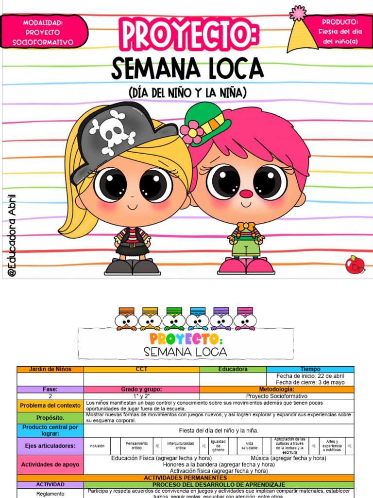 PROYECTO Semana Loca (Día Del Niño y La Niña) | PDF | Evaluación ...