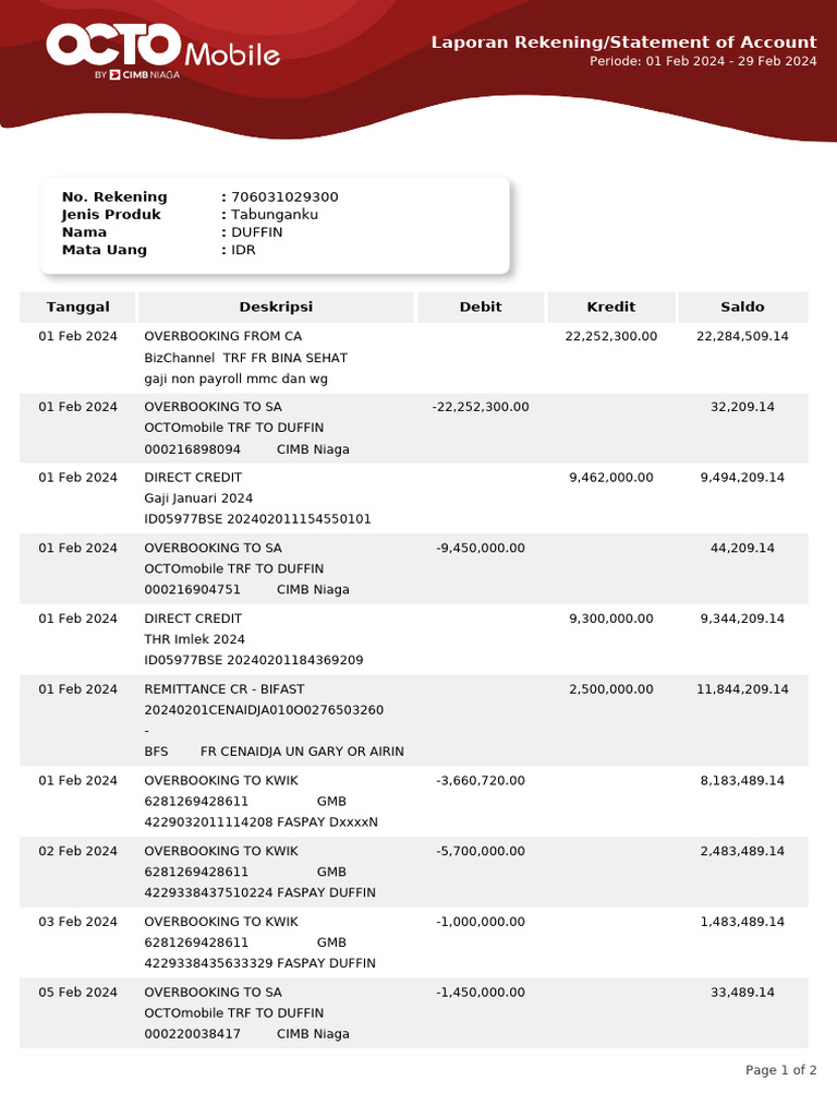 CASA Statement Feb2024 18042024164538 PDF | PDF | Banking Technology | Banking