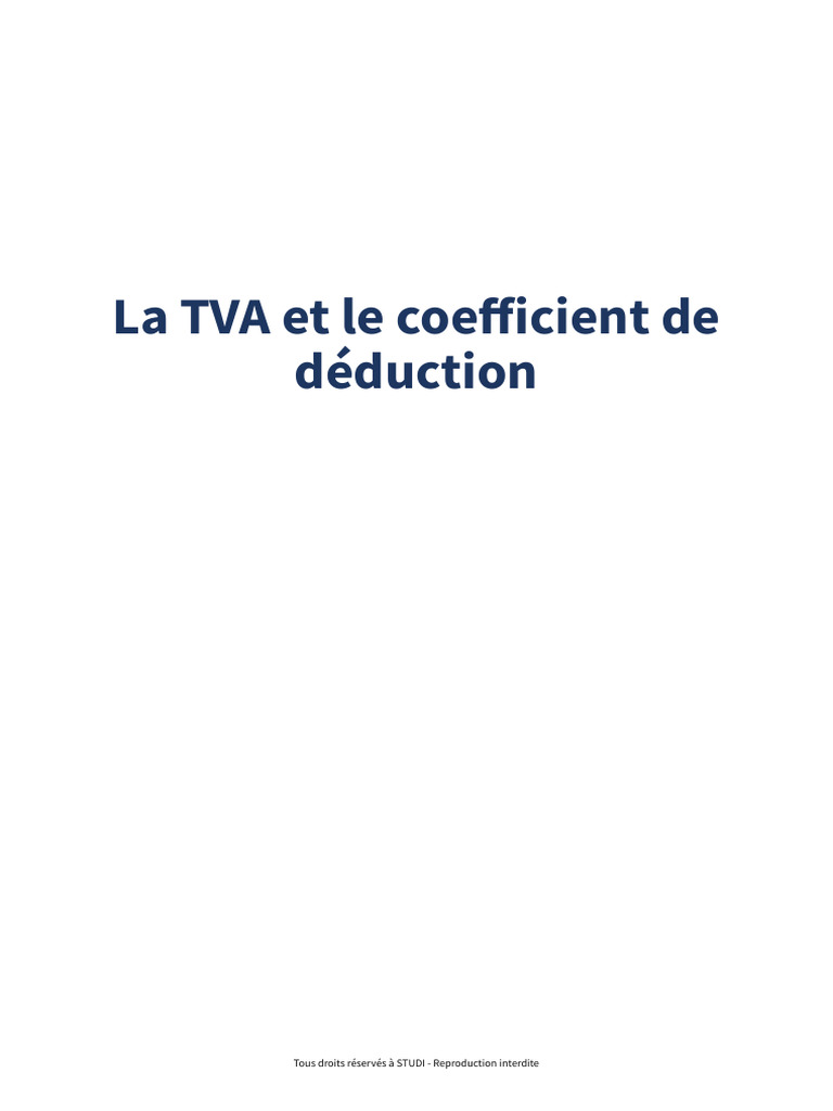 Coefficient de déduction de la TVA | PDF | Taxe sur la valeur ajoutée ...