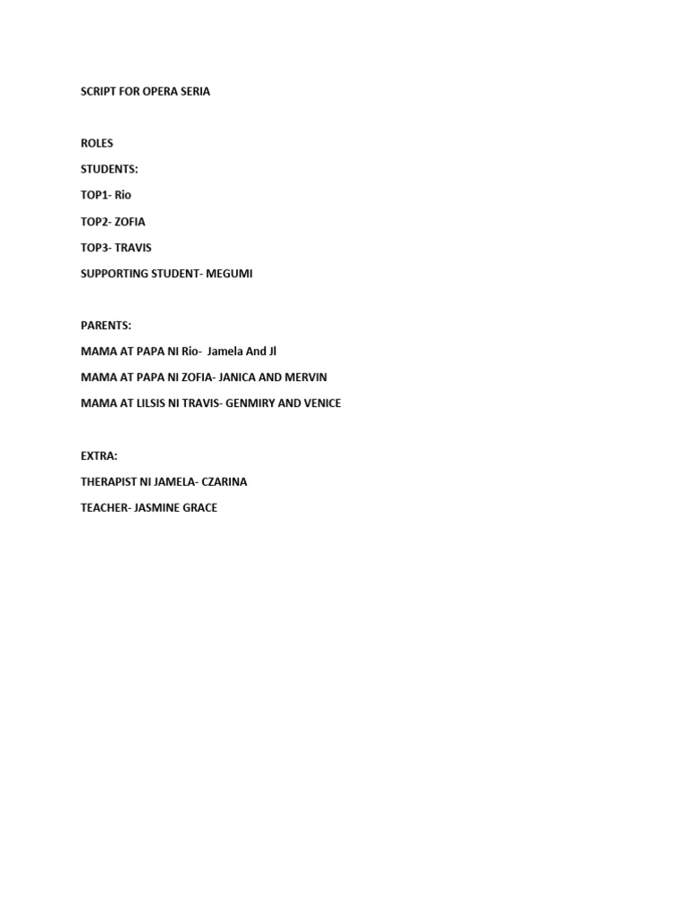 Script For Opera Seria | PDF