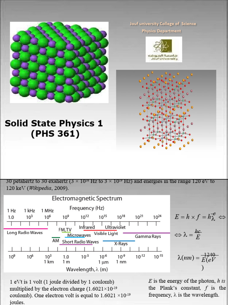 Solid State Physics-Part 5 (1) 3 | PDF | X Ray | Electronvolt