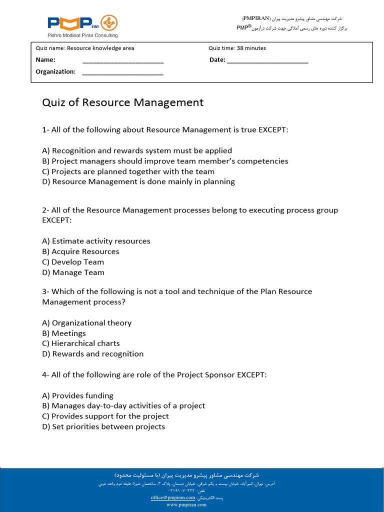 Resource Quiz | Download Free PDF | Social Psychology | Business