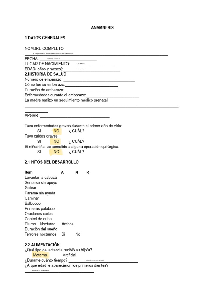 Anamnes Is | PDF | El embarazo | Ciencias del comportamiento