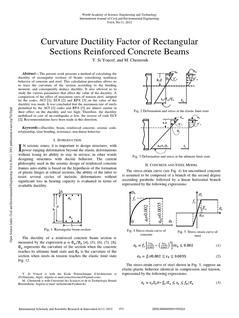 Curvature Ductility Factor of Rectangular Sections Reinforced Concrete ...