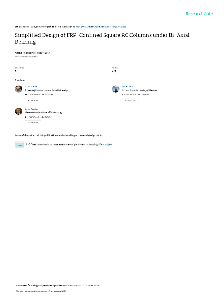 Simplified Design of FRP-Confined Square RC Column | Download Free PDF ...