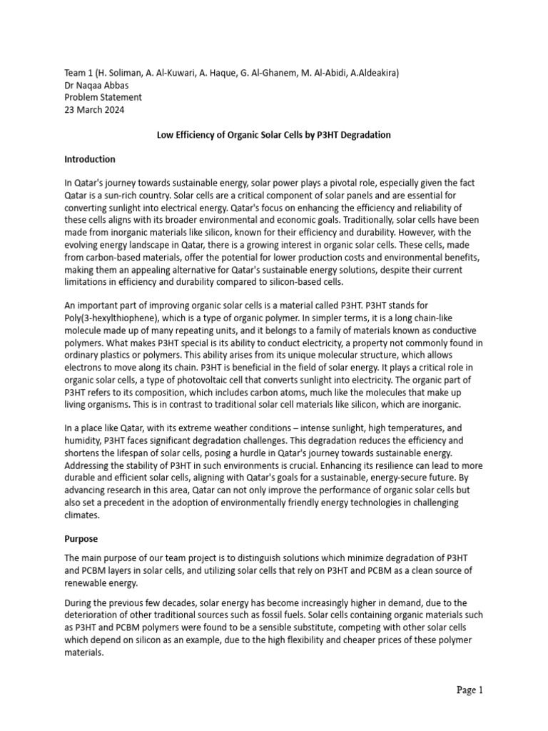 Problem Statement | Download Free PDF | Solar Cell | Solar Energy