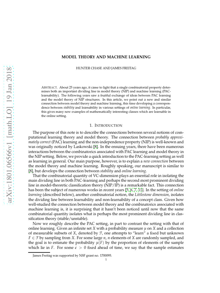 Model Theory And Machine Learning Pdf Field Mathematics Model 0251