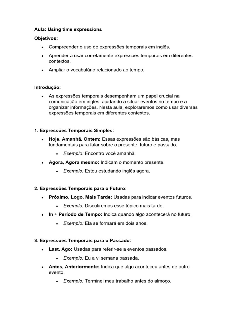 Using Time Expressions | PDF | Carreira e Crescimento | Estudos de ...