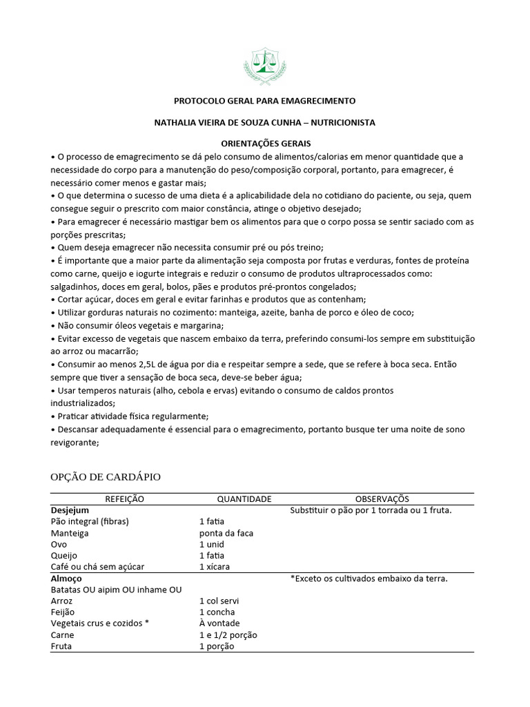 Prot Emagrecimento | PDF | Caldo | Pães