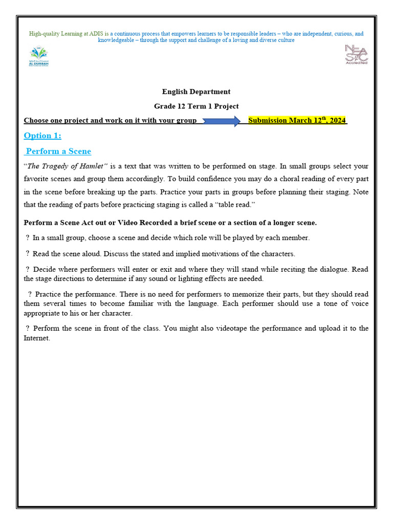 Omar Ashraf - Gr.12 Term 2 Project | PDF | Hamlet | Ghosts