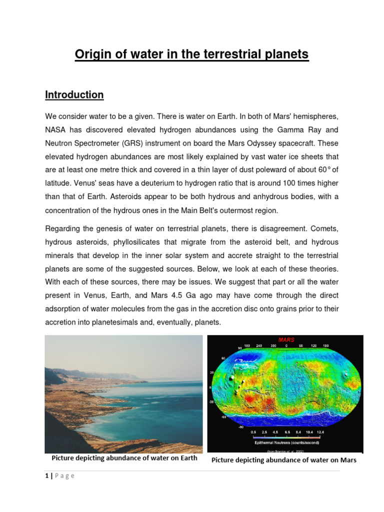 Terrestrial Planets' Water Origins | PDF | Planets | Mars