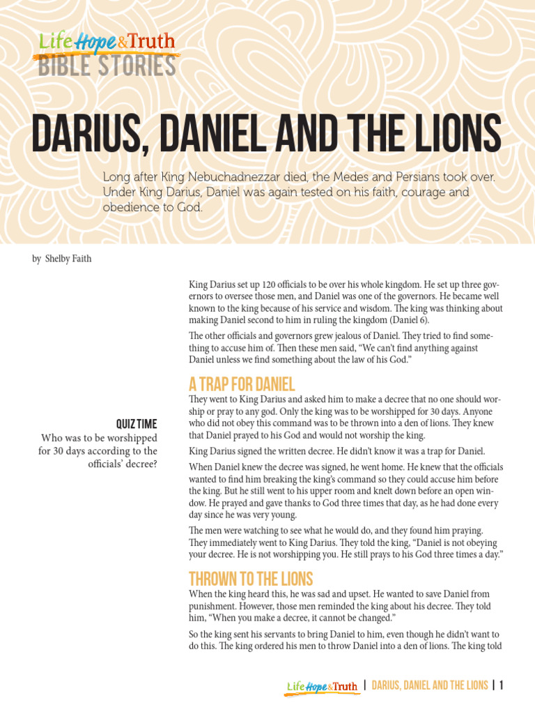 Darius Daniel and The Lions | PDF | Daniel (Biblical Figure ...