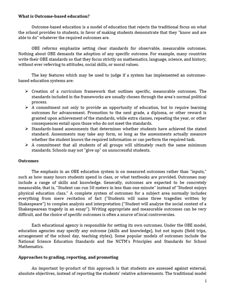 Understanding Outcome-Based Education | PDF | Educational Assessment ...