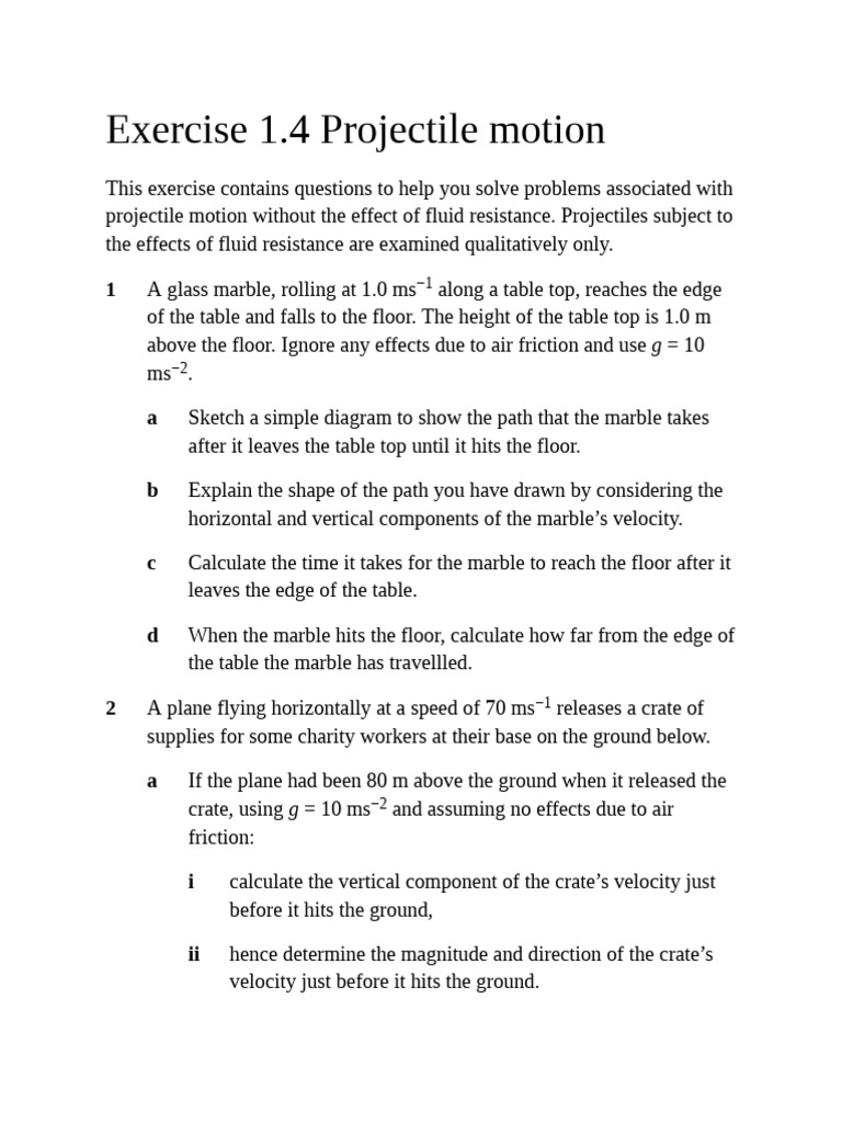 Projictile | PDF | Drag (Physics) | Physics