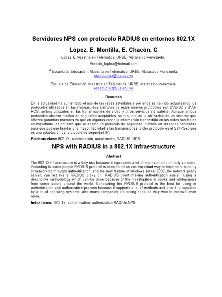 Nps Con Radius en 802.1x | PDF | Servidor (Computación) | Autenticación