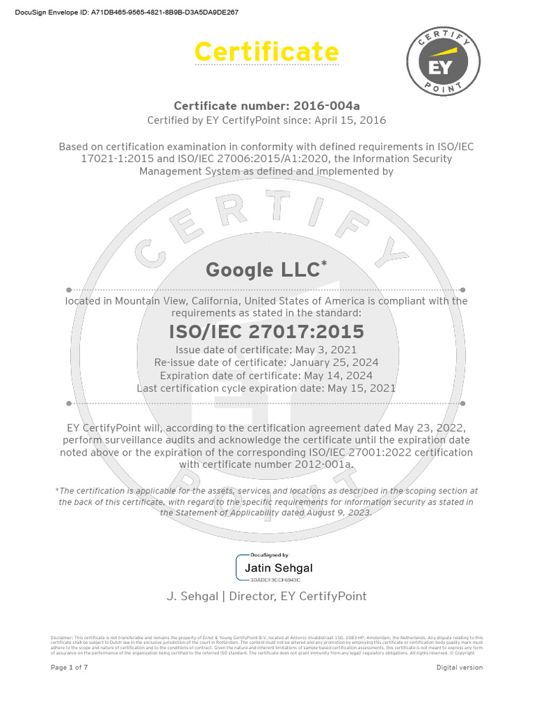 G - SUITE - (FALL-2023) Google Workspace ISO 27017. | PDF | Web Portals ...